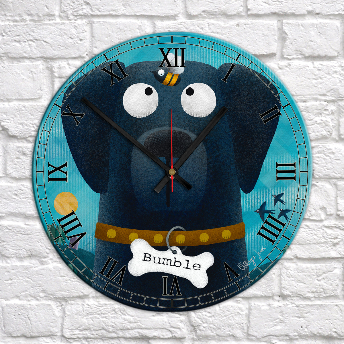 Black Labrador & Bumble Bee - Personalised Pooch Art Clock – Villager ...