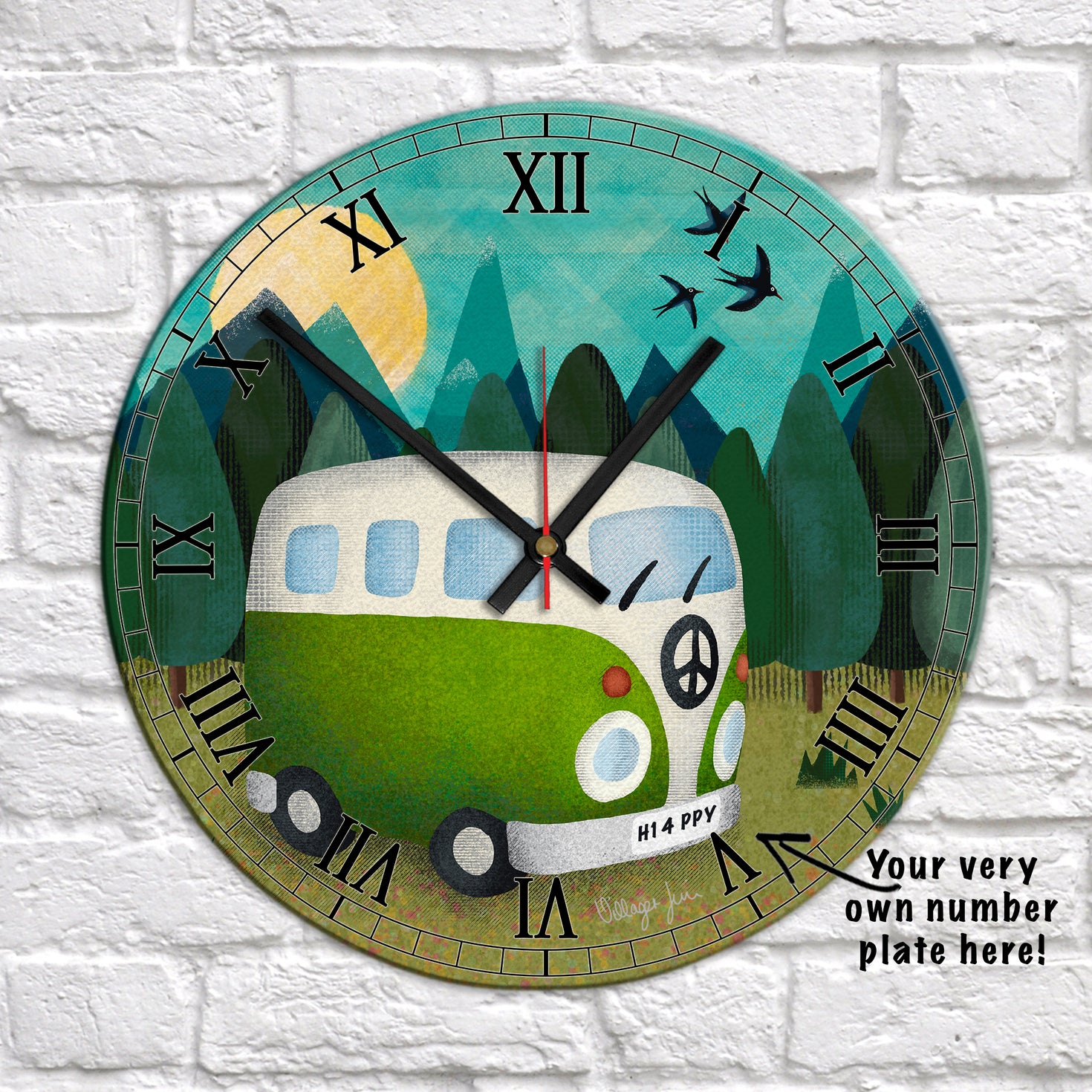 Green Campervan - Camper Art Clock – Villager Jim's Shop