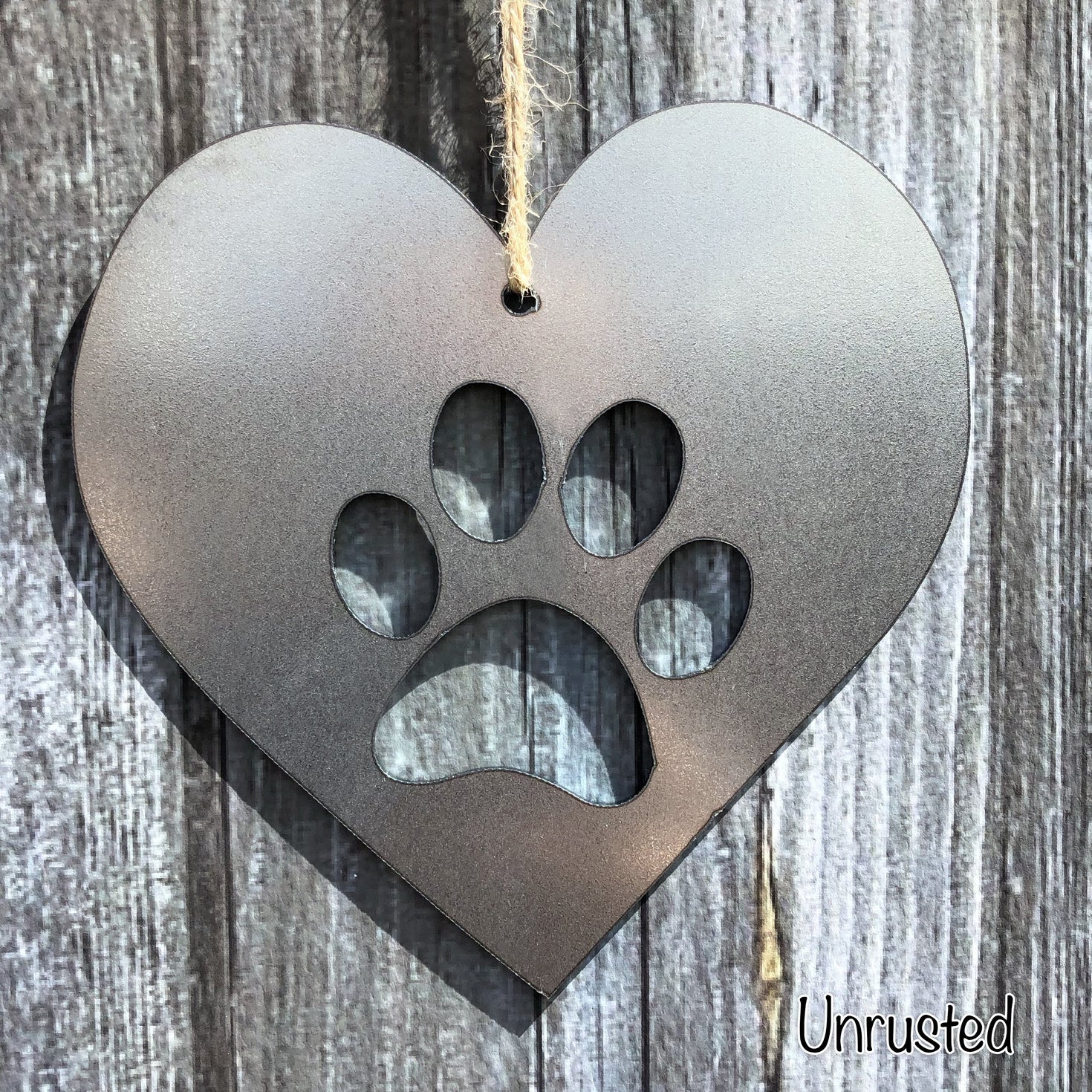Paw Print Heart - Rustic Rusted Garden Sign – Villager Jim's Shop