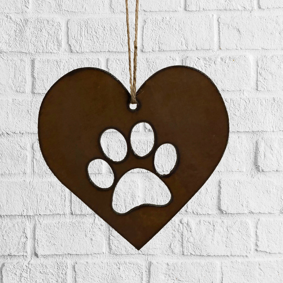 Paw Print Heart - Rustic Rusted Garden Sign – Villager Jim's Shop