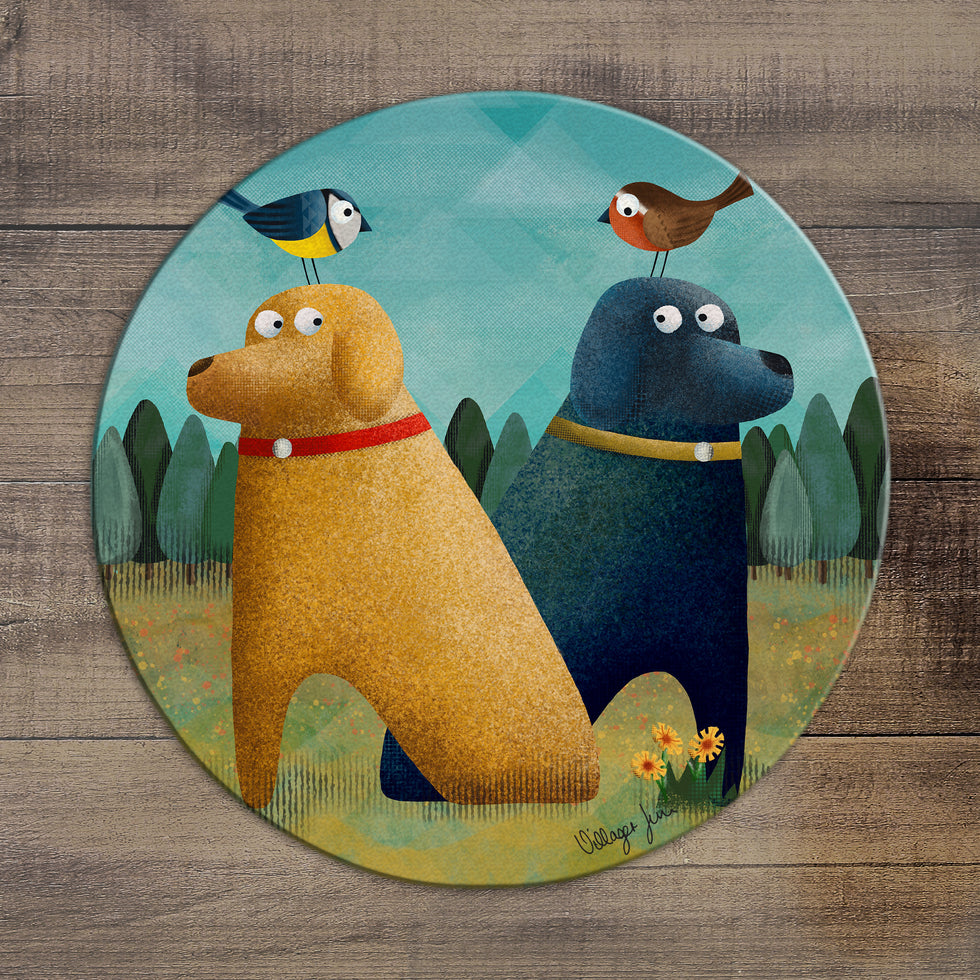 Sitzt in Jims Garten - Labradorable runde Glas-Arbeitsplatten-Schutzpl ...